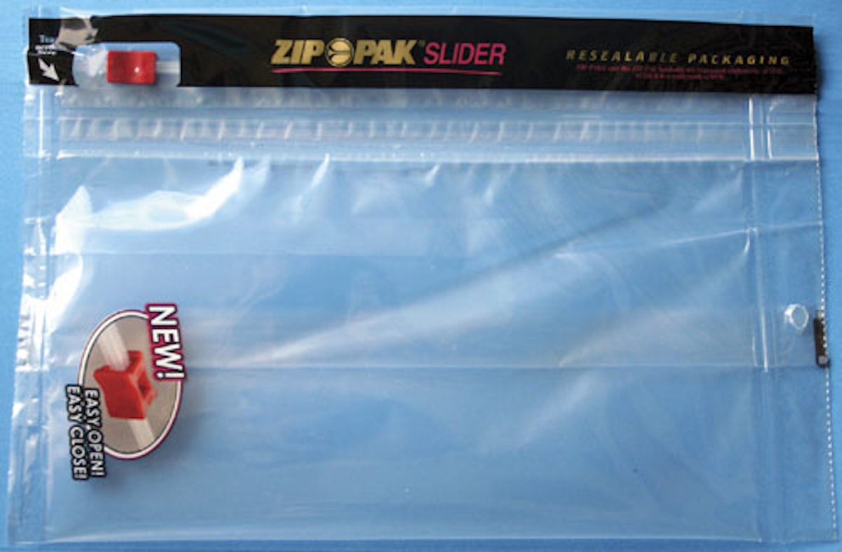 Zip-Pak: Slider zipper for overwrapped packages From: Zip-Pak ...